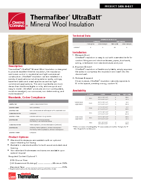 Thermafiber® UltraBatt™ - Owens Corning Insulation
